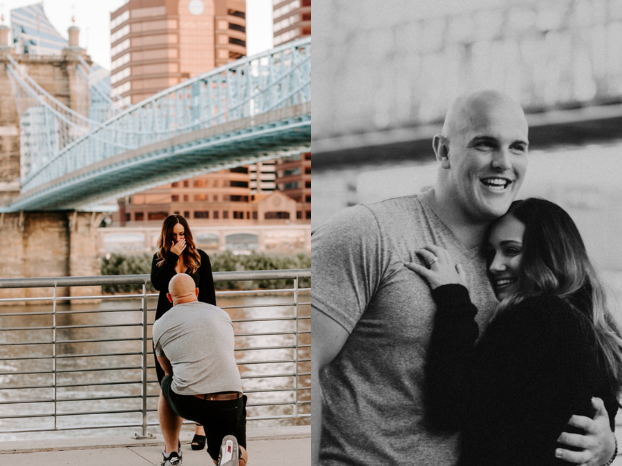 Bengal Billy Price proposes in front of the Roebling - WCPO Cincinnati, OH